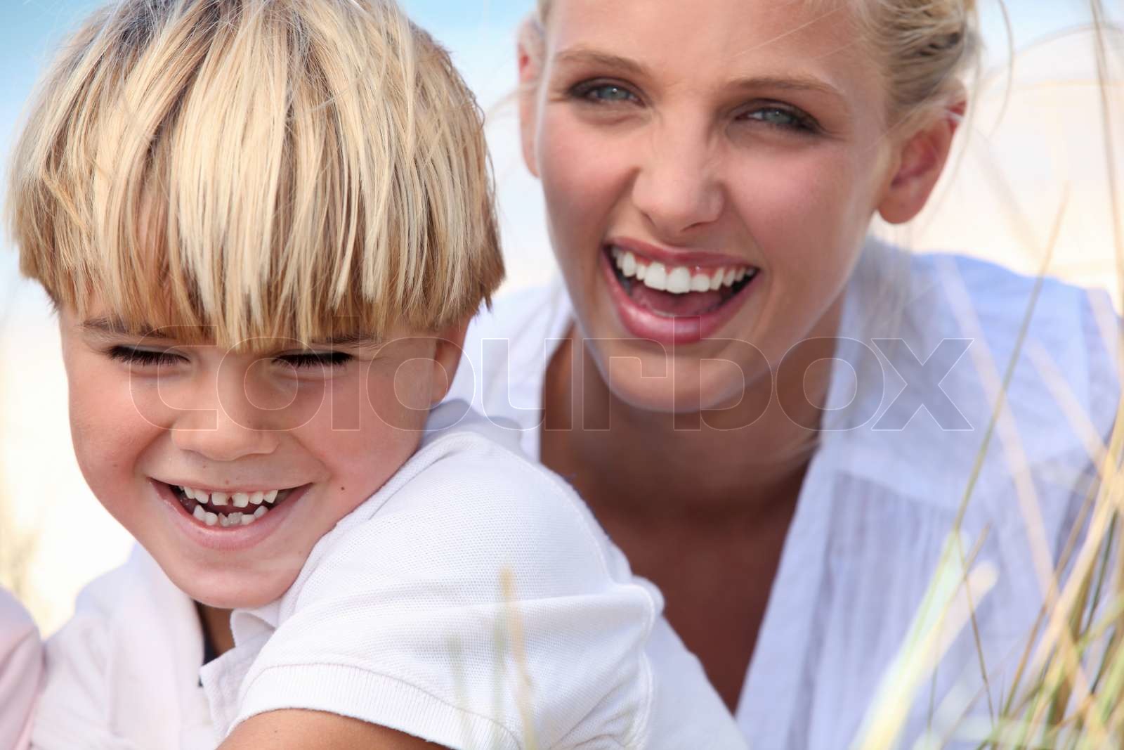 mother and son having fun outdoors | Stock image | Colourbox