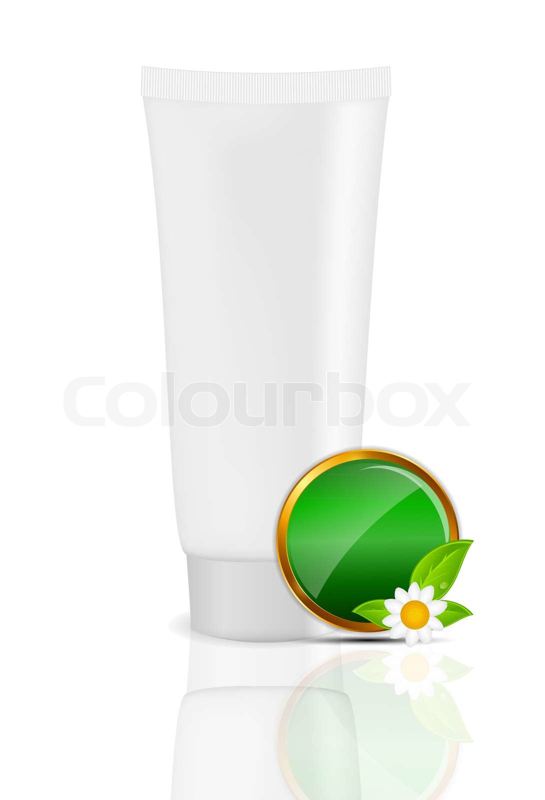 Weiße Creme Tube mit natürlichen signillustration | Stock Bild | Colourbox