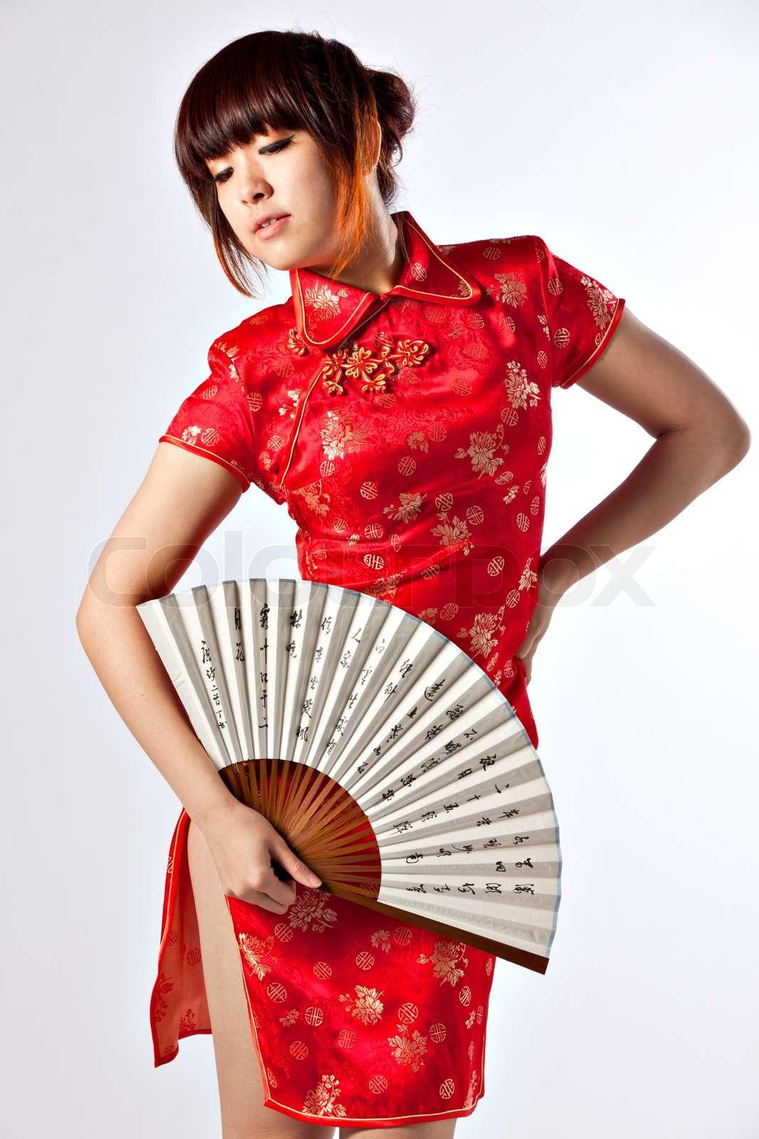 Chinese model in traditional Cheongsam dress | Stock image | Colourbox