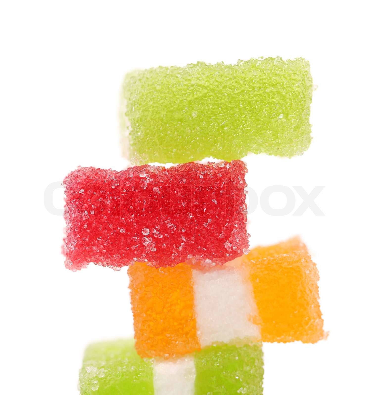 Stack of different fruit-paste candies | Stock image | Colourbox
