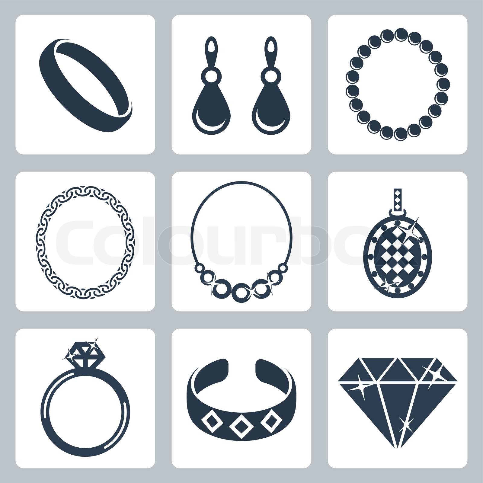 Vector isolated jewelry icons set | Stock vector | Colourbox