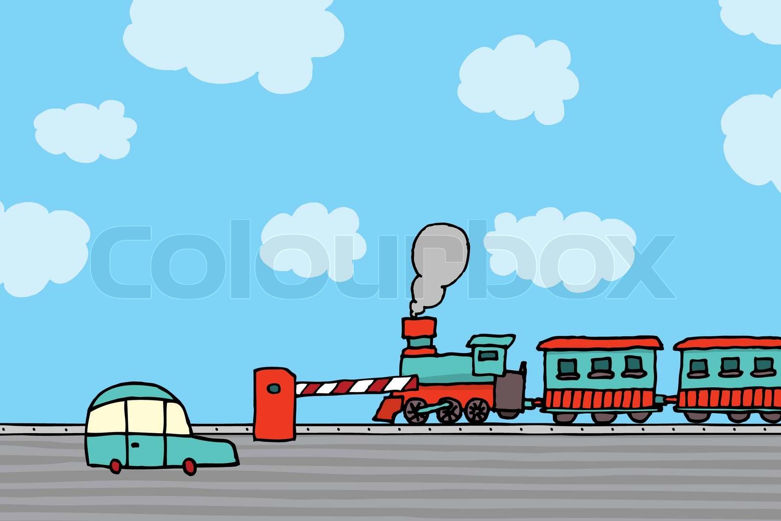 Train passing / Railroad crossing | Stock vector | Colourbox