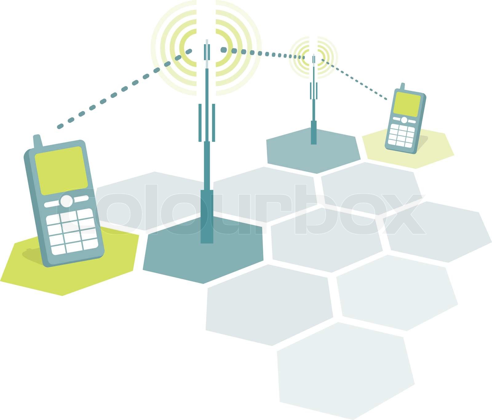 Mobile phones connecting 2 | Stock vector | Colourbox