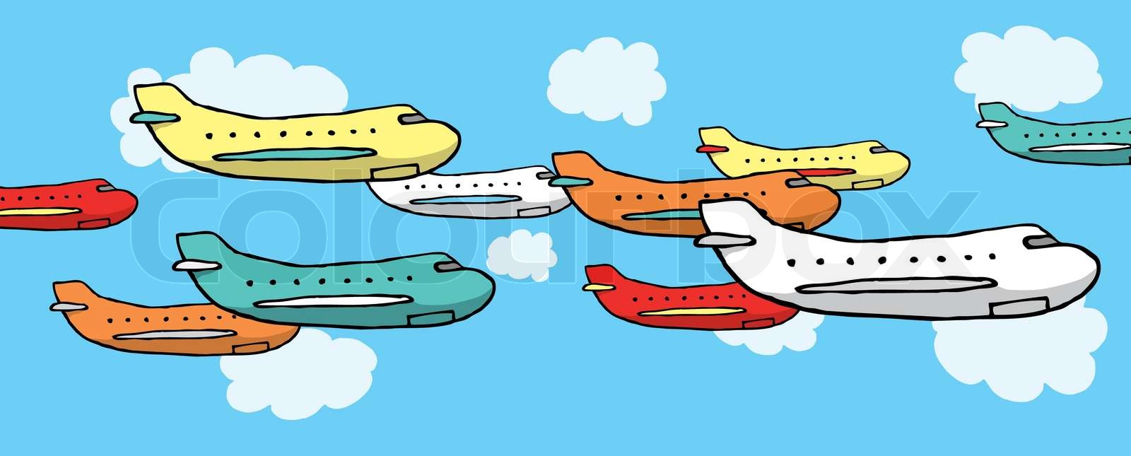 Many planes flying together | Stock vector | Colourbox