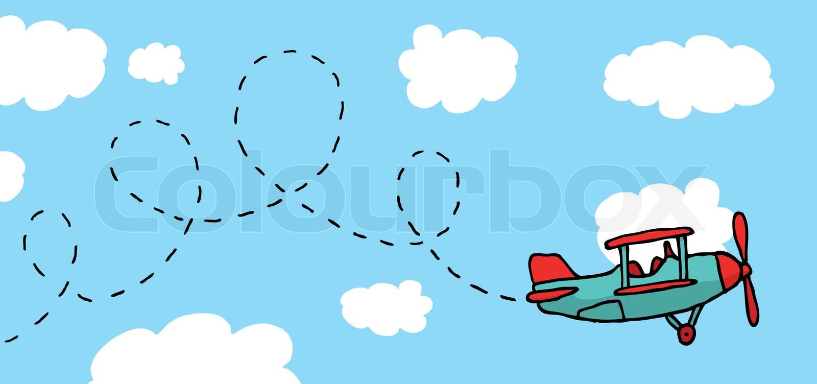 Playful cartoon airplane flying | Stock vector | Colourbox