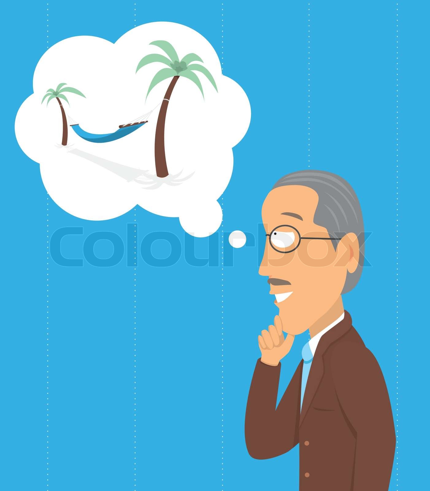 Senior thinking of retirement | Stock vector | Colourbox
