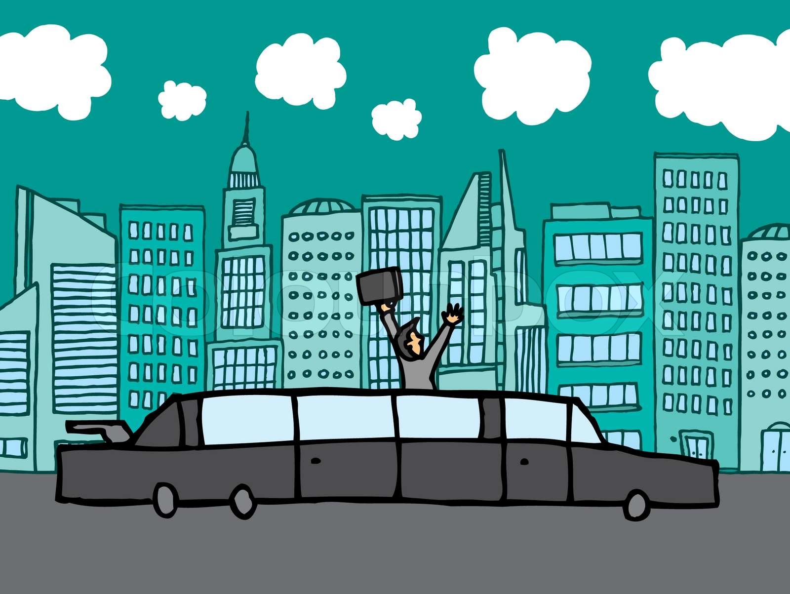 Succesful businessman riding his limo | Stock vector | Colourbox