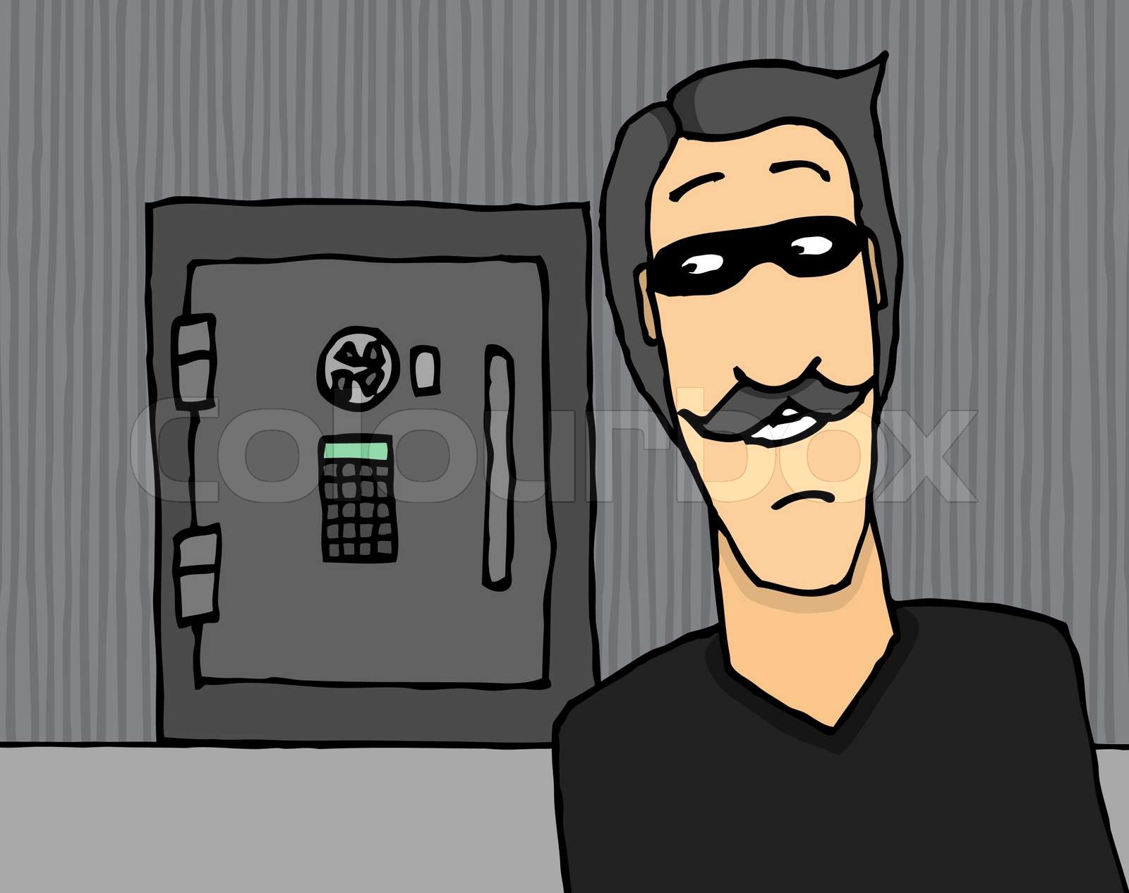 Thief in front of a safe | Stock vector | Colourbox