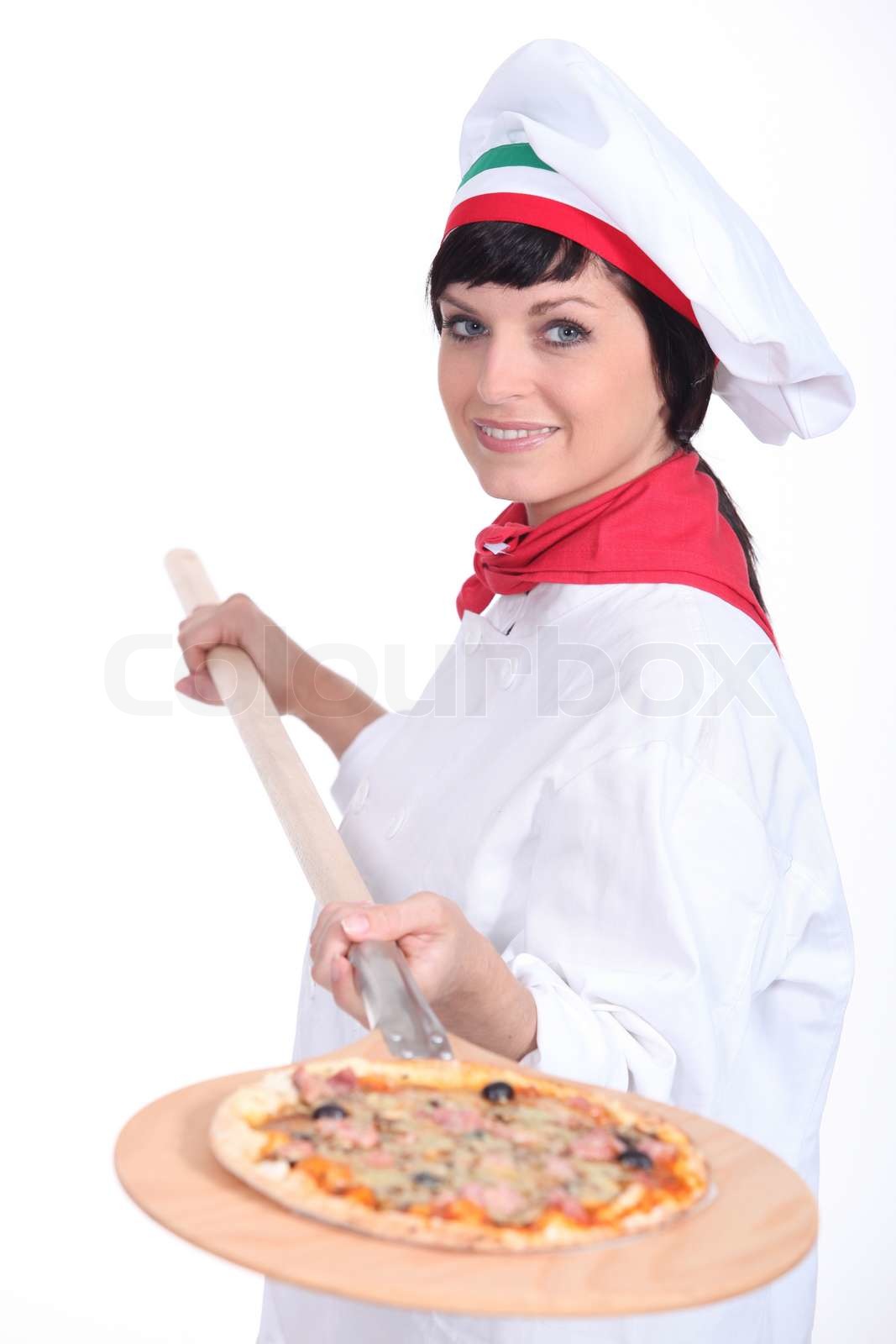 Italian chef making pizza | Stock image | Colourbox