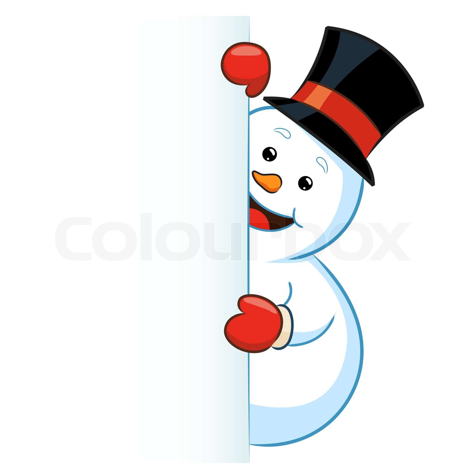Snowman holding blank sign | Stock vector | Colourbox