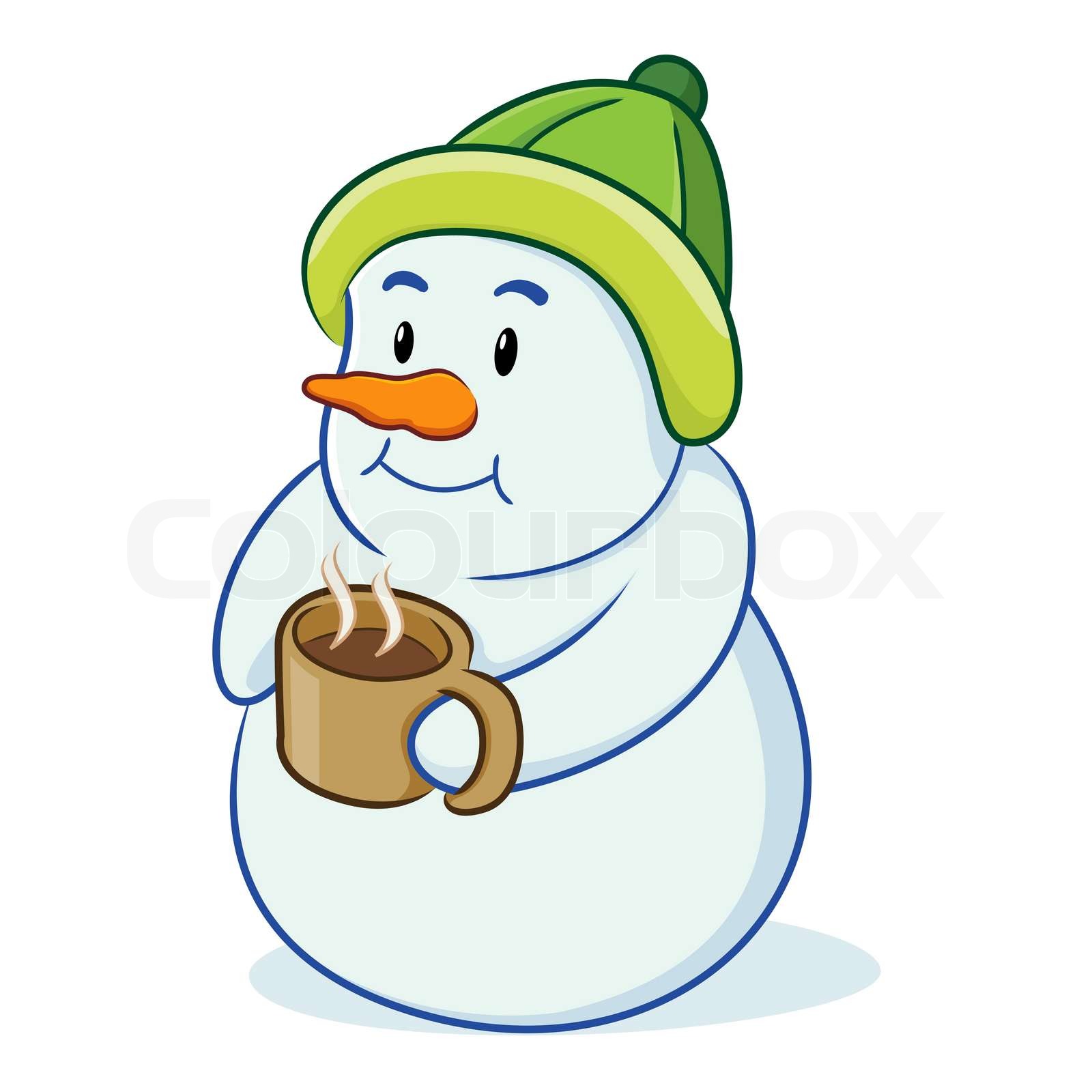 Snowman drinking coffee | Stock vector | Colourbox
