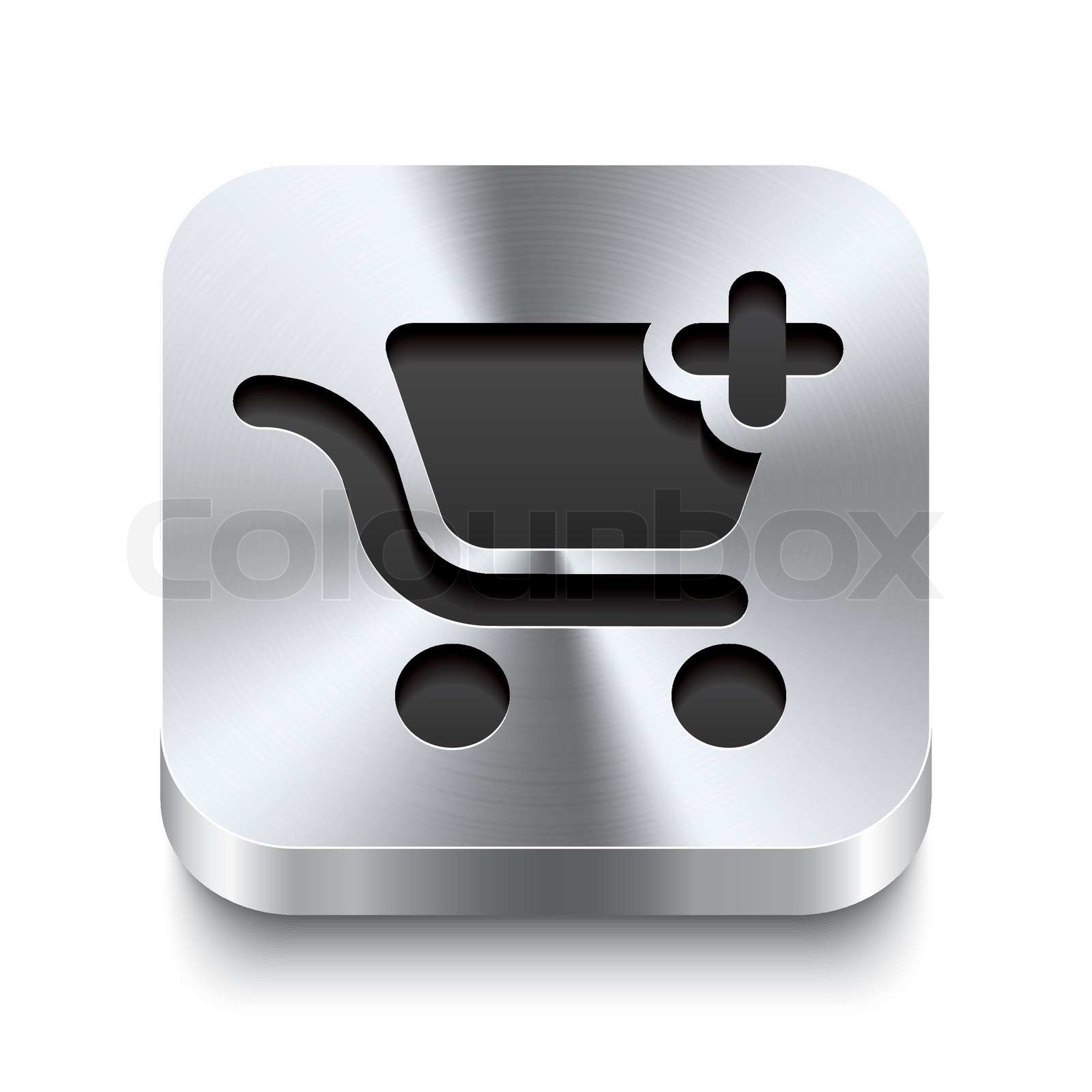 Square metal button Perspektive - add to shopping cart icon | Stock ...