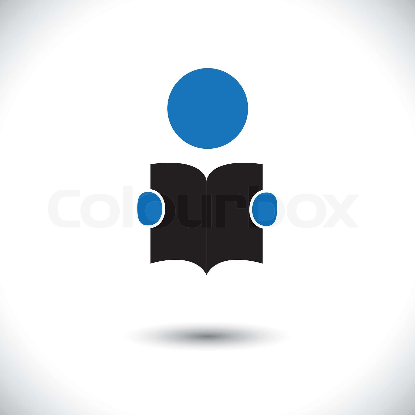 student reading a book icon with his hands holding the booklet vector ...