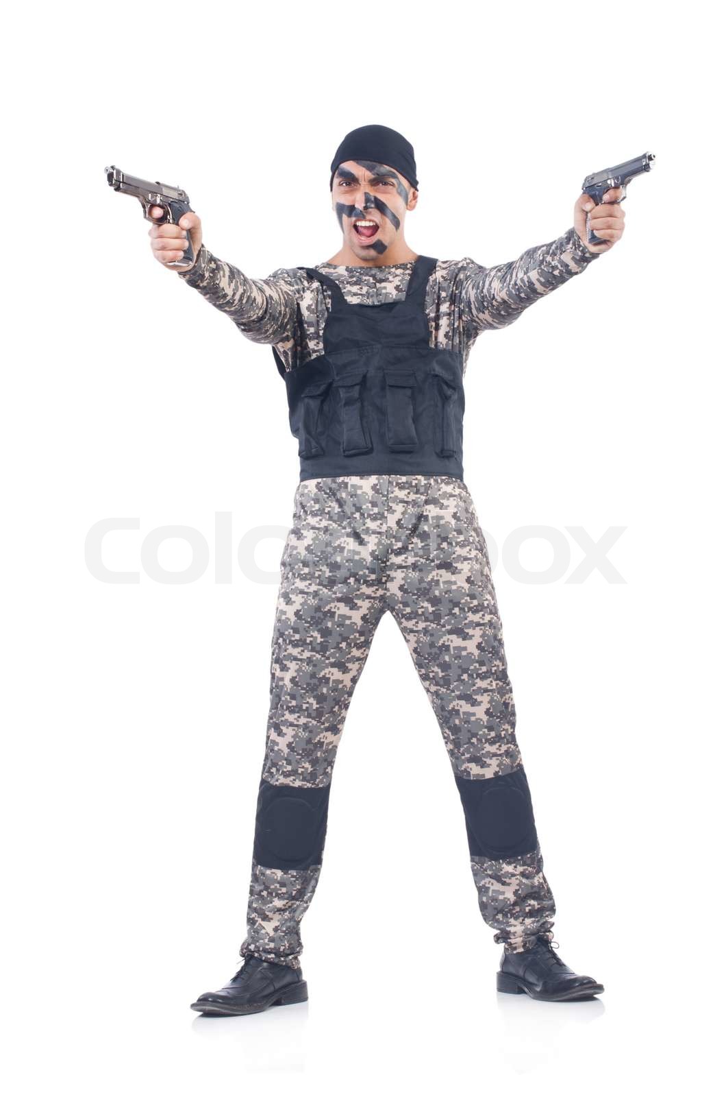 Soldat isoleret på den hvide baggrund | Stock foto | Colourbox