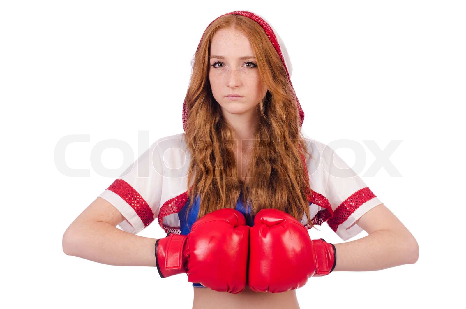 Woman boxer in uniform with US symbols | Stock image | Colourbox