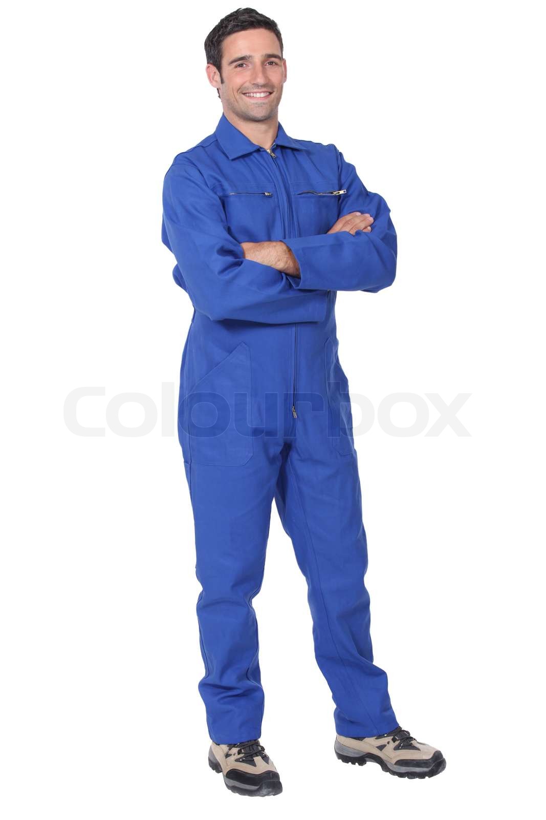 In voller Länge Arbeiter in einem Blaumann | Stock Bild | Colourbox