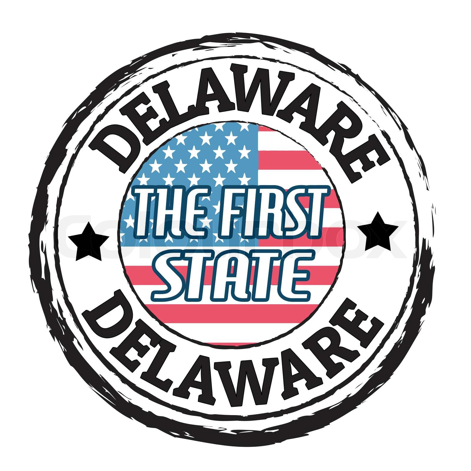 Delaware, The first state stamp | Stock vector | Colourbox