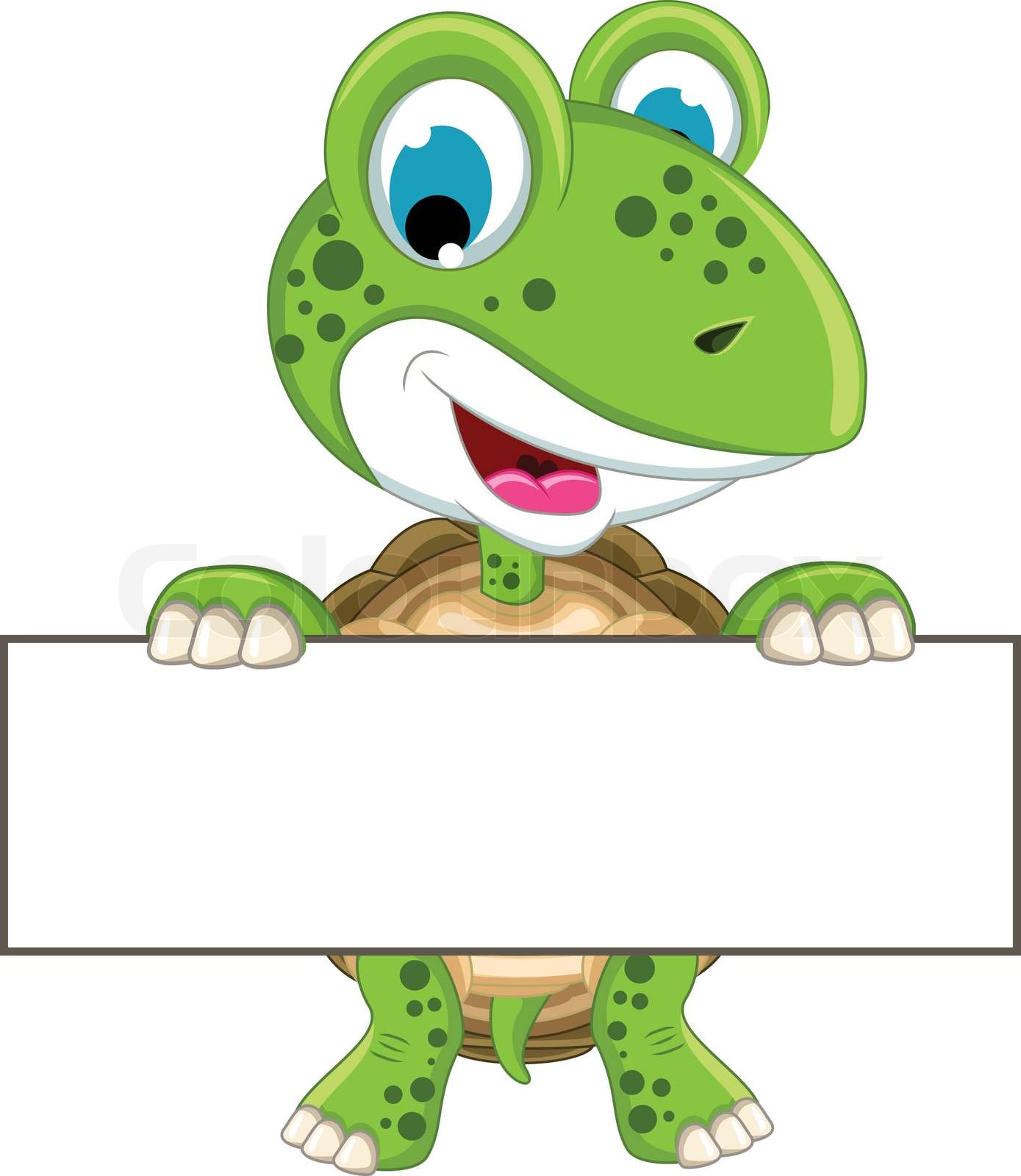 cute turtle holding blank sign | Stock vector | Colourbox