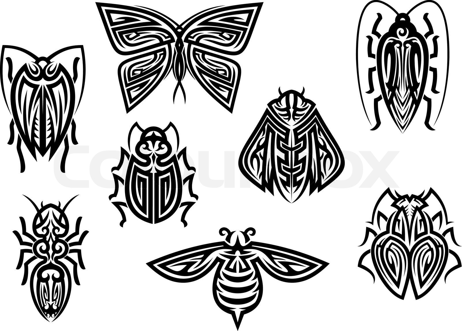 Insect tattoos in tribal style | Stock vector | Colourbox