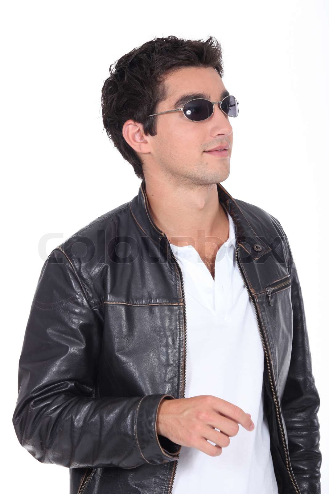Man wearing leather jacket | Stock image | Colourbox