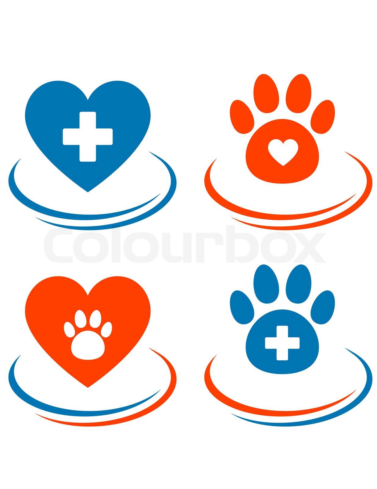 set of veterinary symbols heart, cross and paw | Stock vector | Colourbox