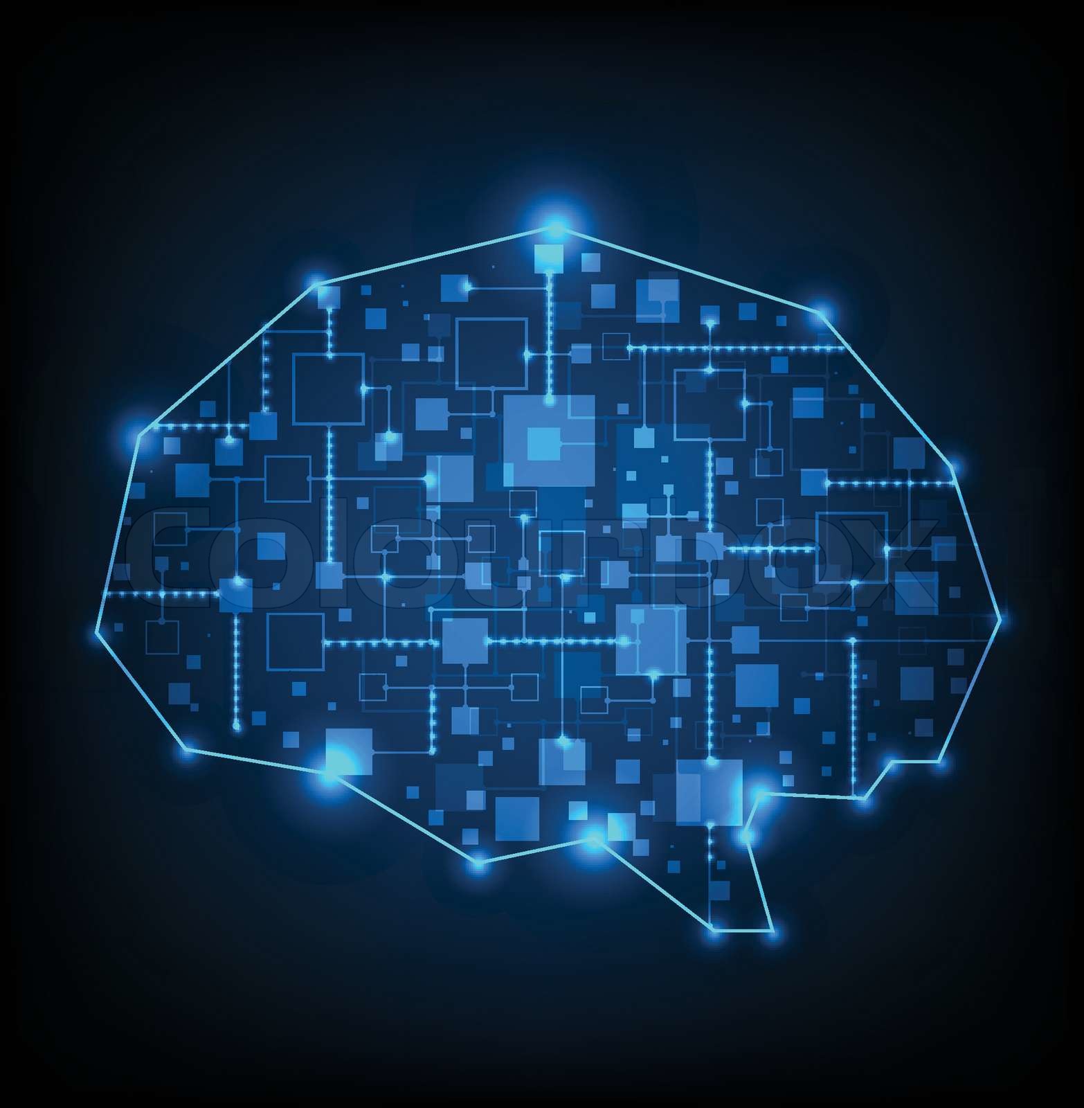 Hi tech brain Made in style of social networks | Stock vector | Colourbox