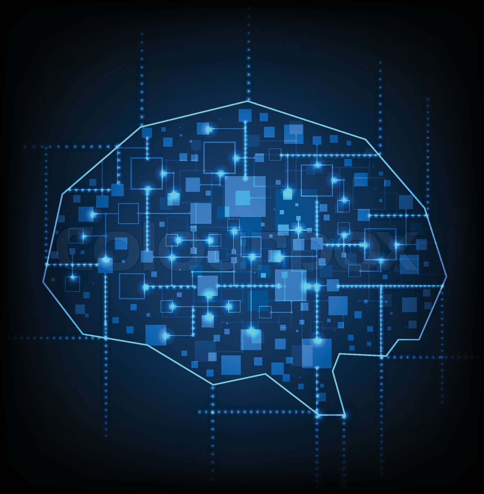 Hi tech brain Made in style of social networks | Stock vector | Colourbox