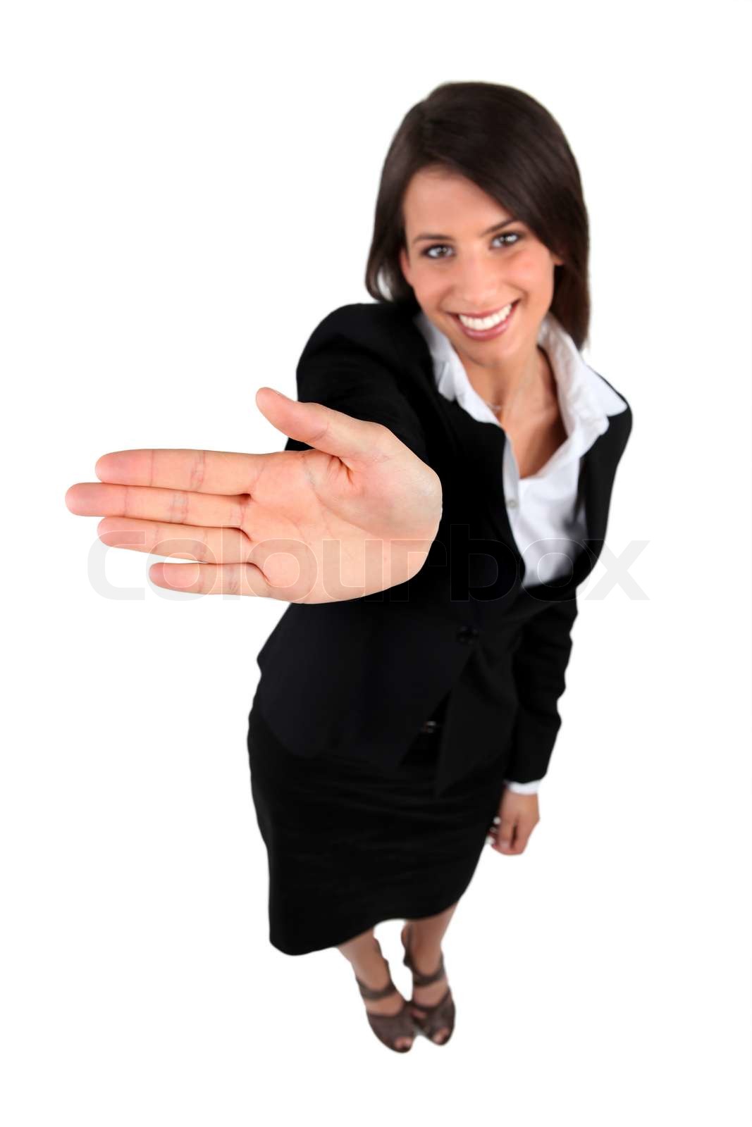 Intelligente Frau , die die Handfläche der anderen Hand | Stock Bild ...