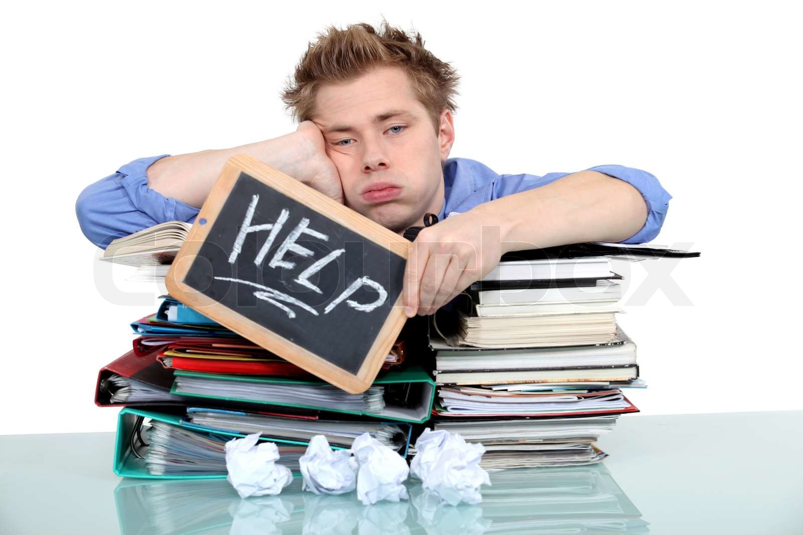 student swamped under work | Stock image | Colourbox