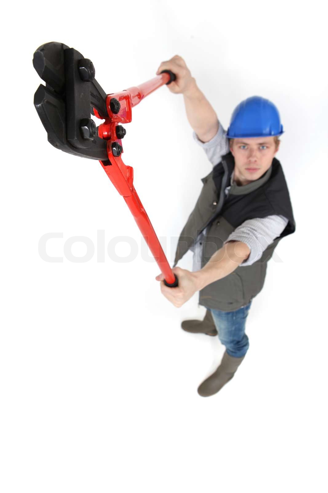 Man using bolt-cutters | Stock image | Colourbox