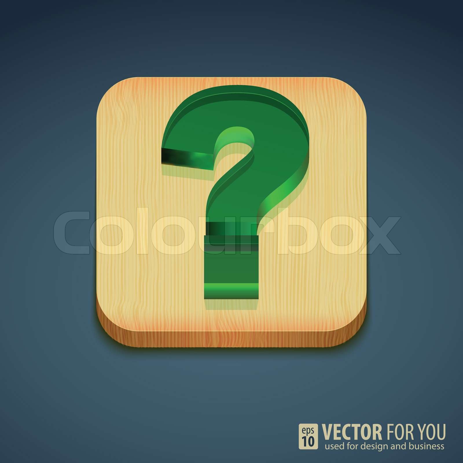 Question mark on a wooden stand, reflections | Stock vector | Colourbox
