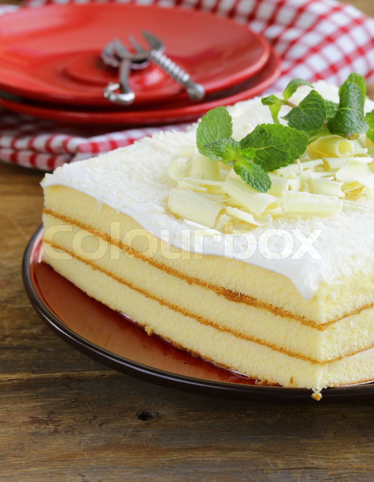 sponge cake with white chocolate | Stock image | Colourbox