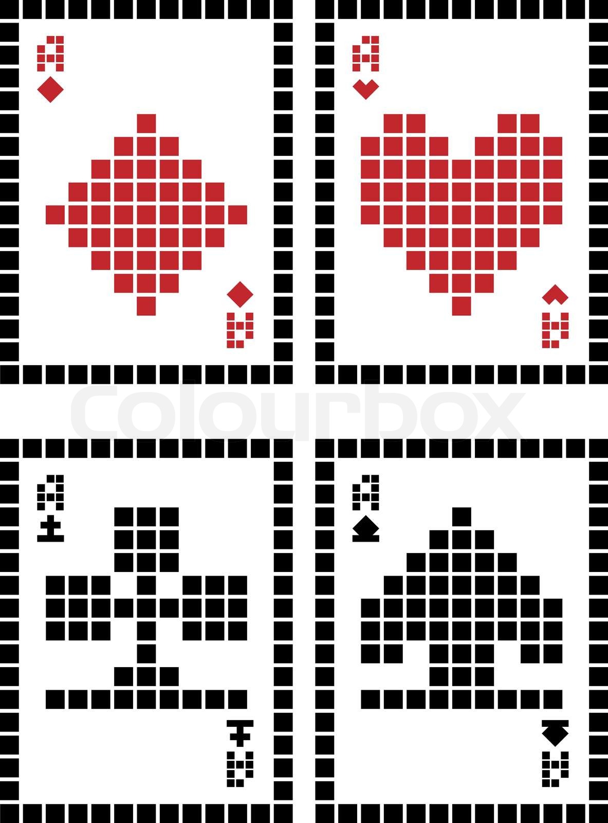 Pixel playing cards | Stock vector | Colourbox