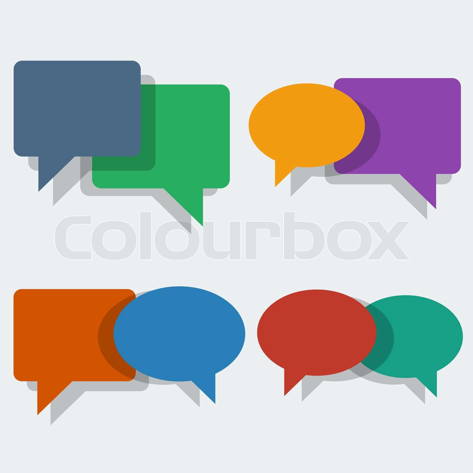 Vector Farbe Sprechblasen in 'flat ' Stil | Stock-Vektor | Colourbox