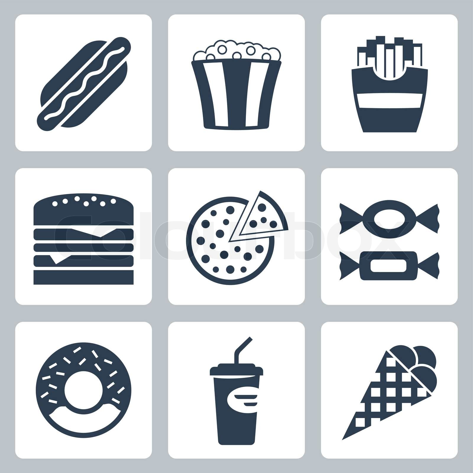 Vector junk food icons set | Stock vector | Colourbox