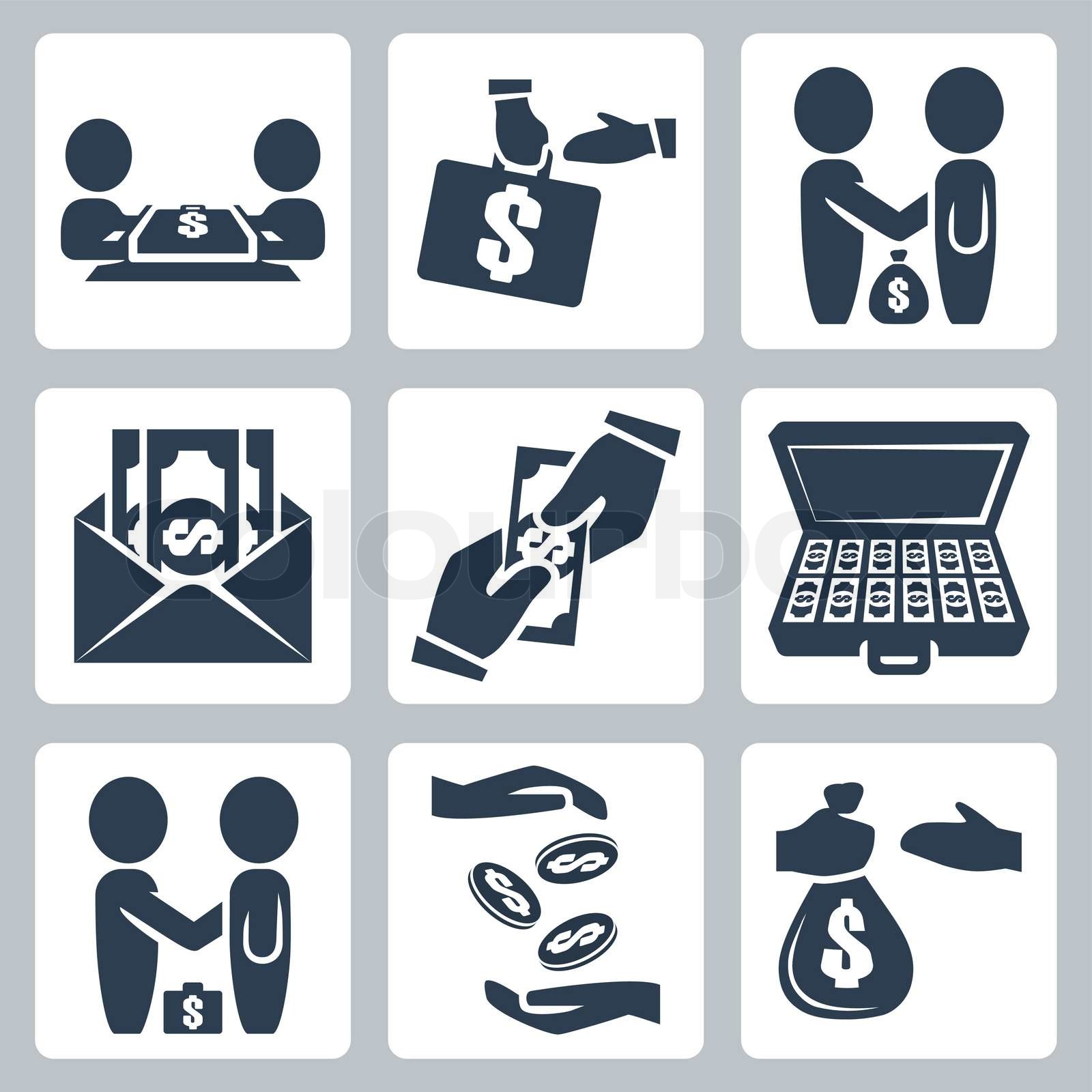 Vector isolated bribe/bargain icons set | Stock vector | Colourbox