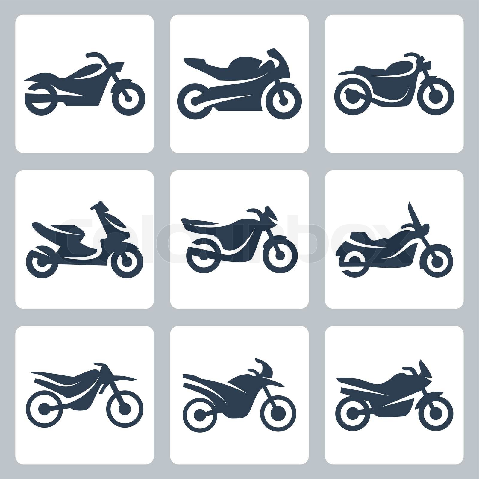 Vector isolated motorcycles icons set | Stock vector | Colourbox