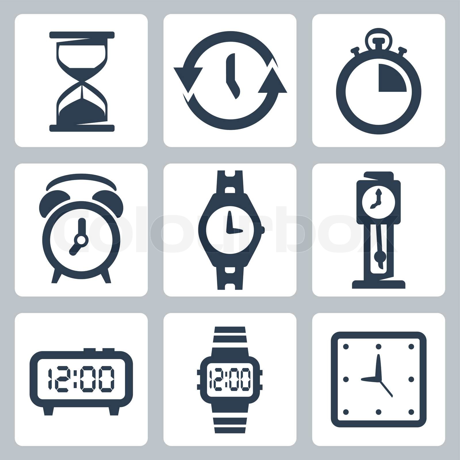 Vector isolated clocks icons set | Stock vector | Colourbox
