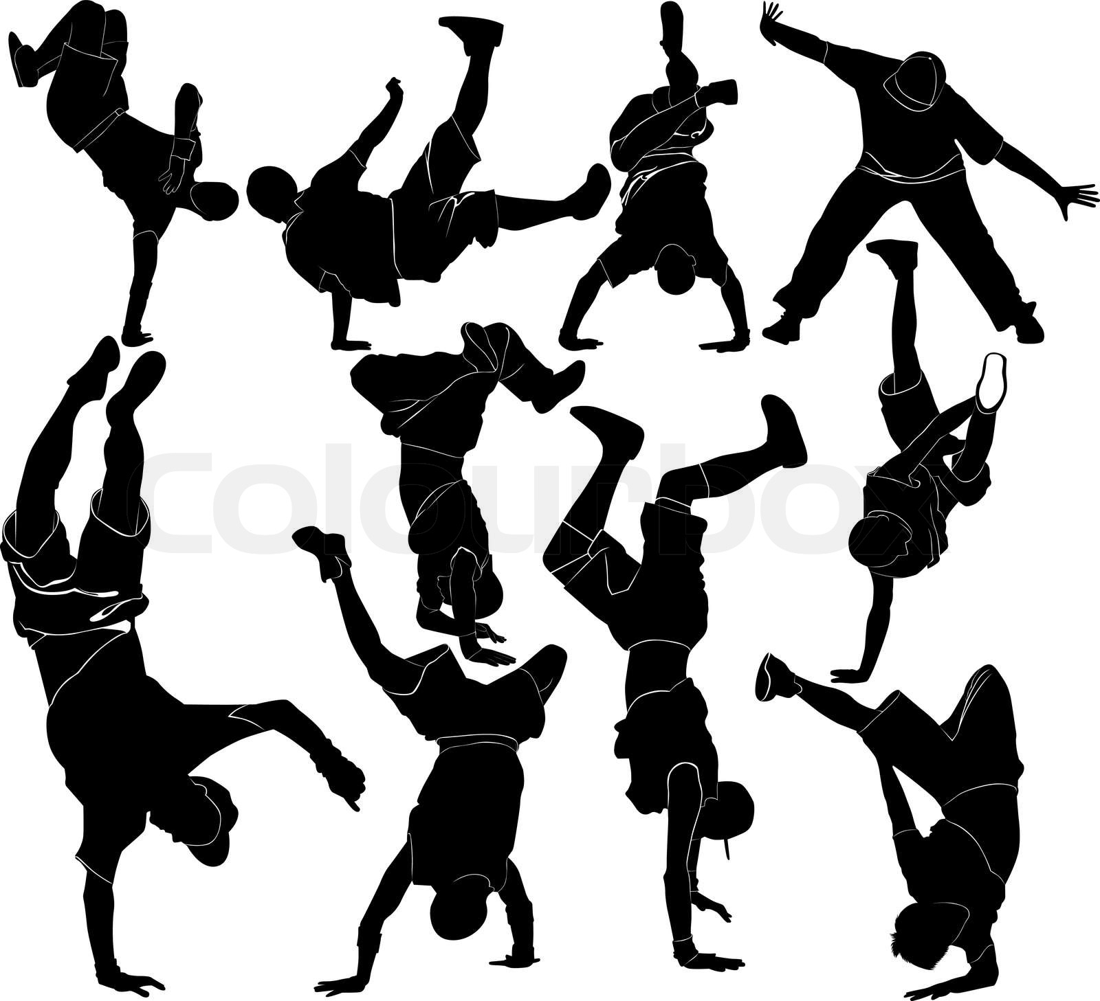 collection breakdance silhouette break dance | Stock vector | Colourbox