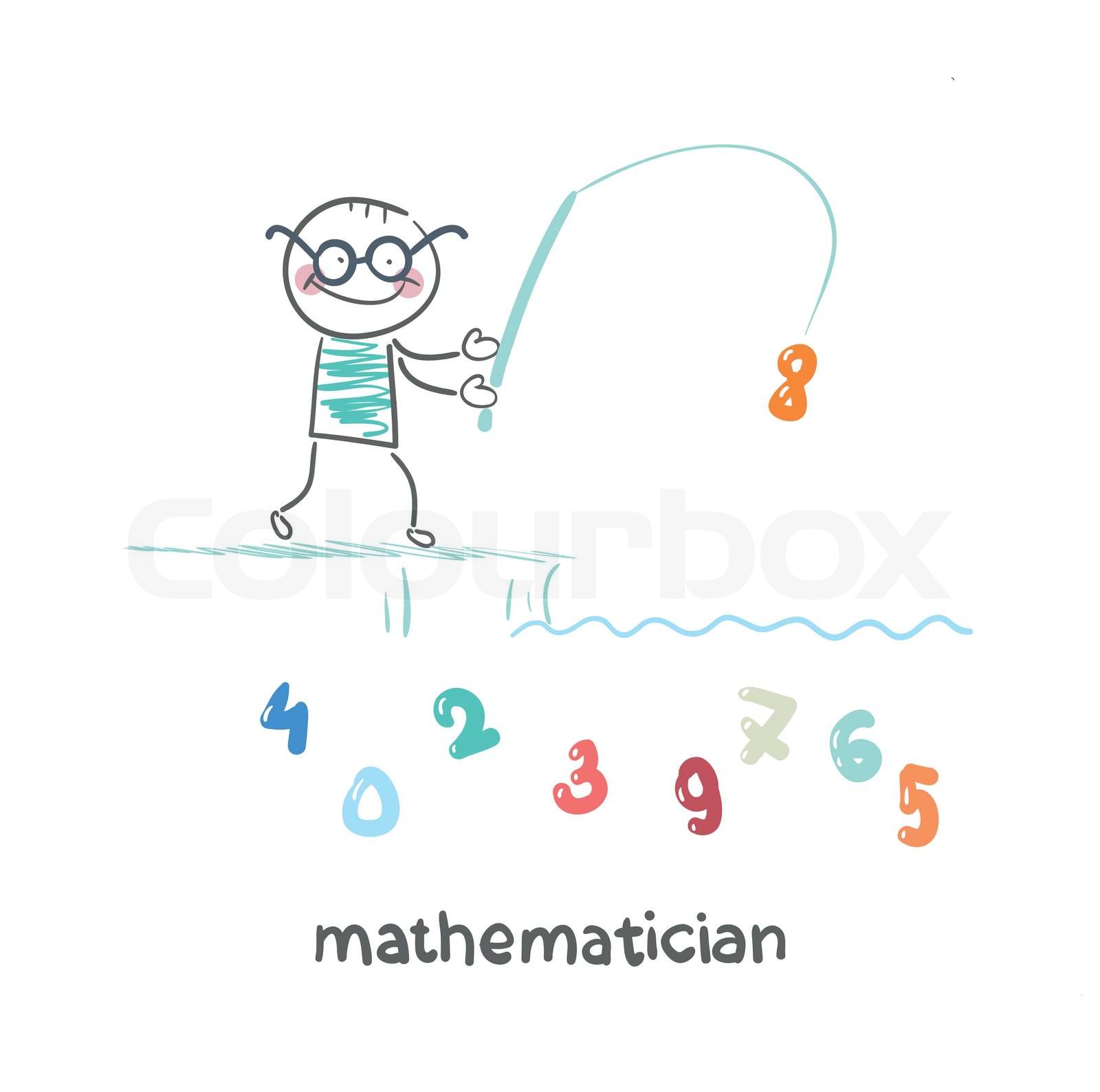 matematiker fanger en fiskestang tal | Stock vektor | Colourbox