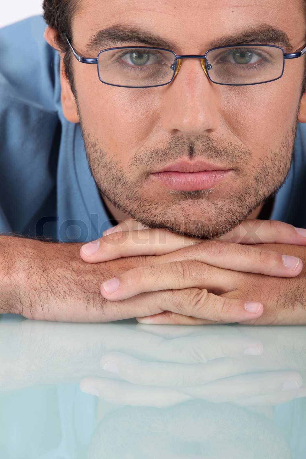 Man Wearing Glasses Stock Image Colourbox