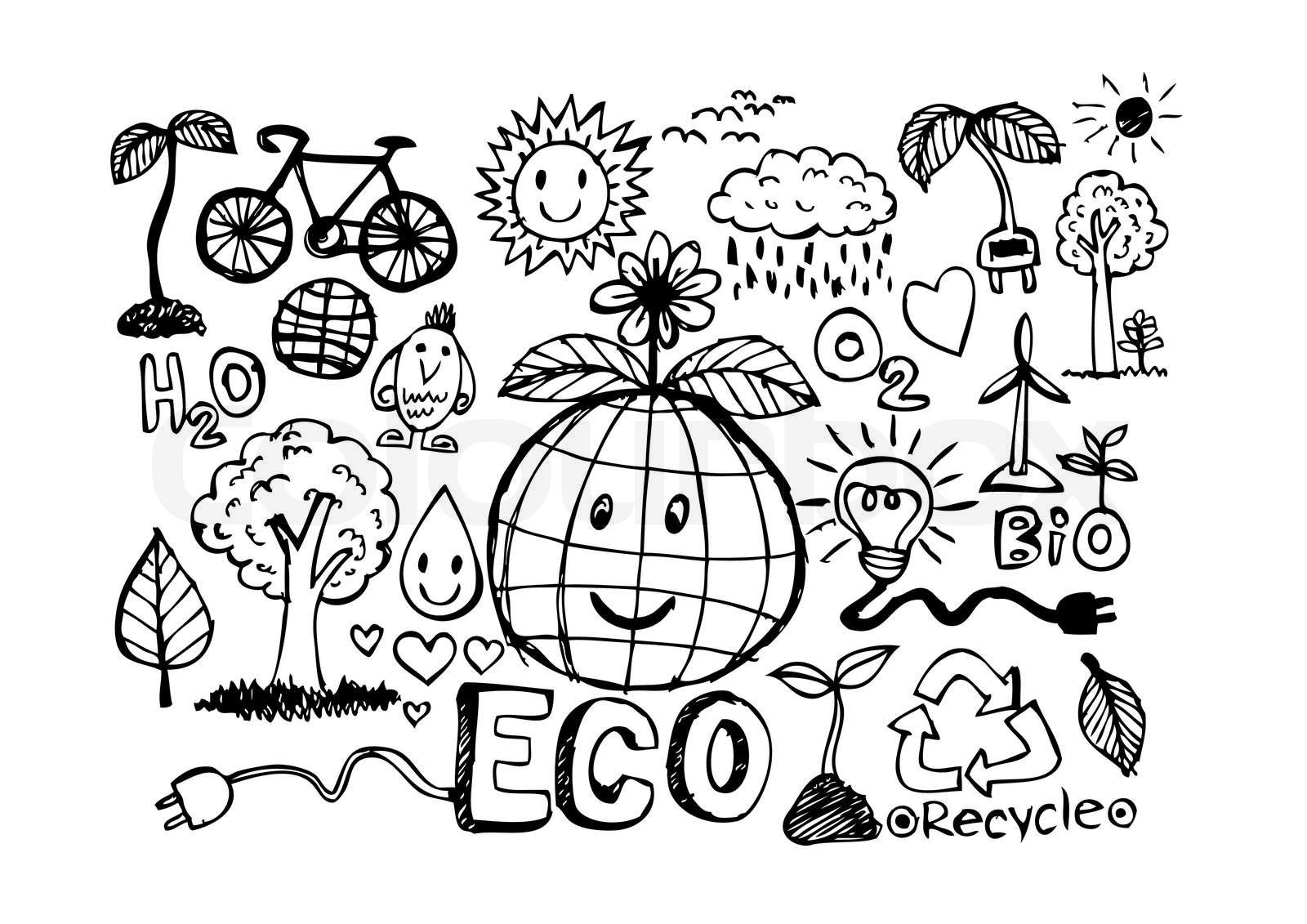 Eco Idea Sketch And Eco Friendly Doodles Stock Vector Colourbox