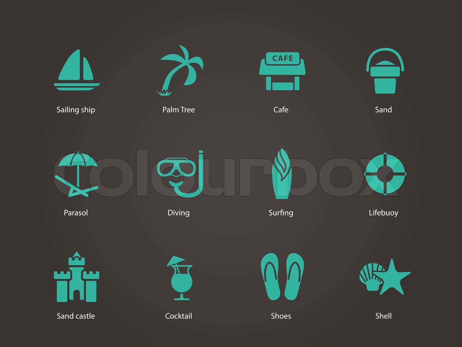 Strand -Icons | Stock-Vektor | Colourbox