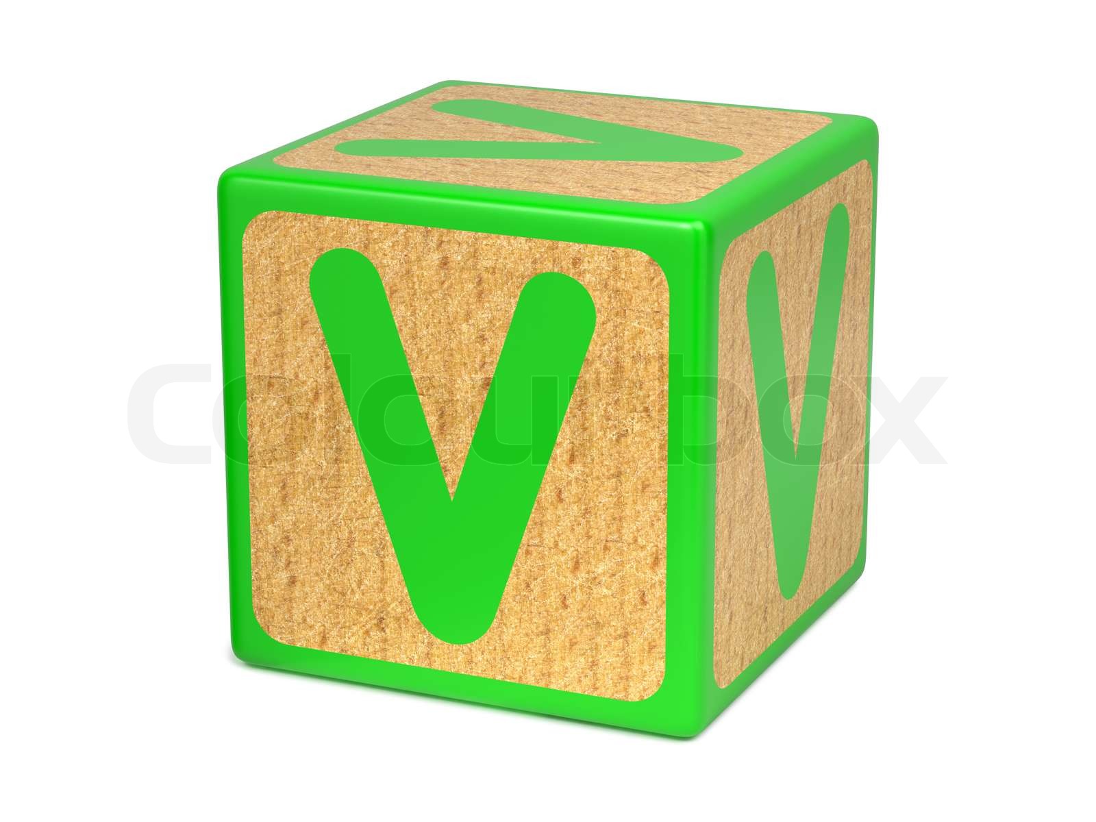 Letter V on Childrens Alphabet Block | Stock image | Colourbox