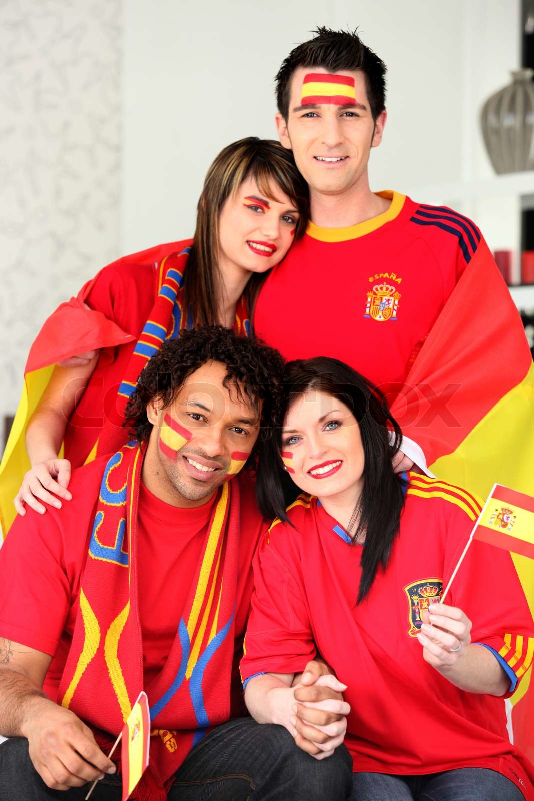 Group of Spanish supporters | Stock image | Colourbox