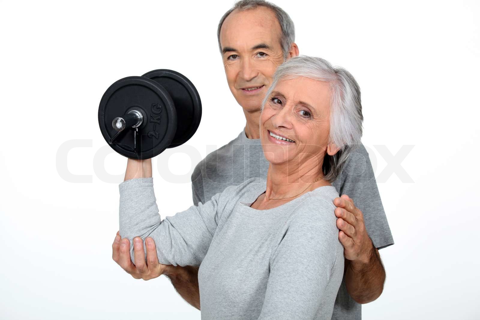 old couple doing fitness | Stock image | Colourbox
