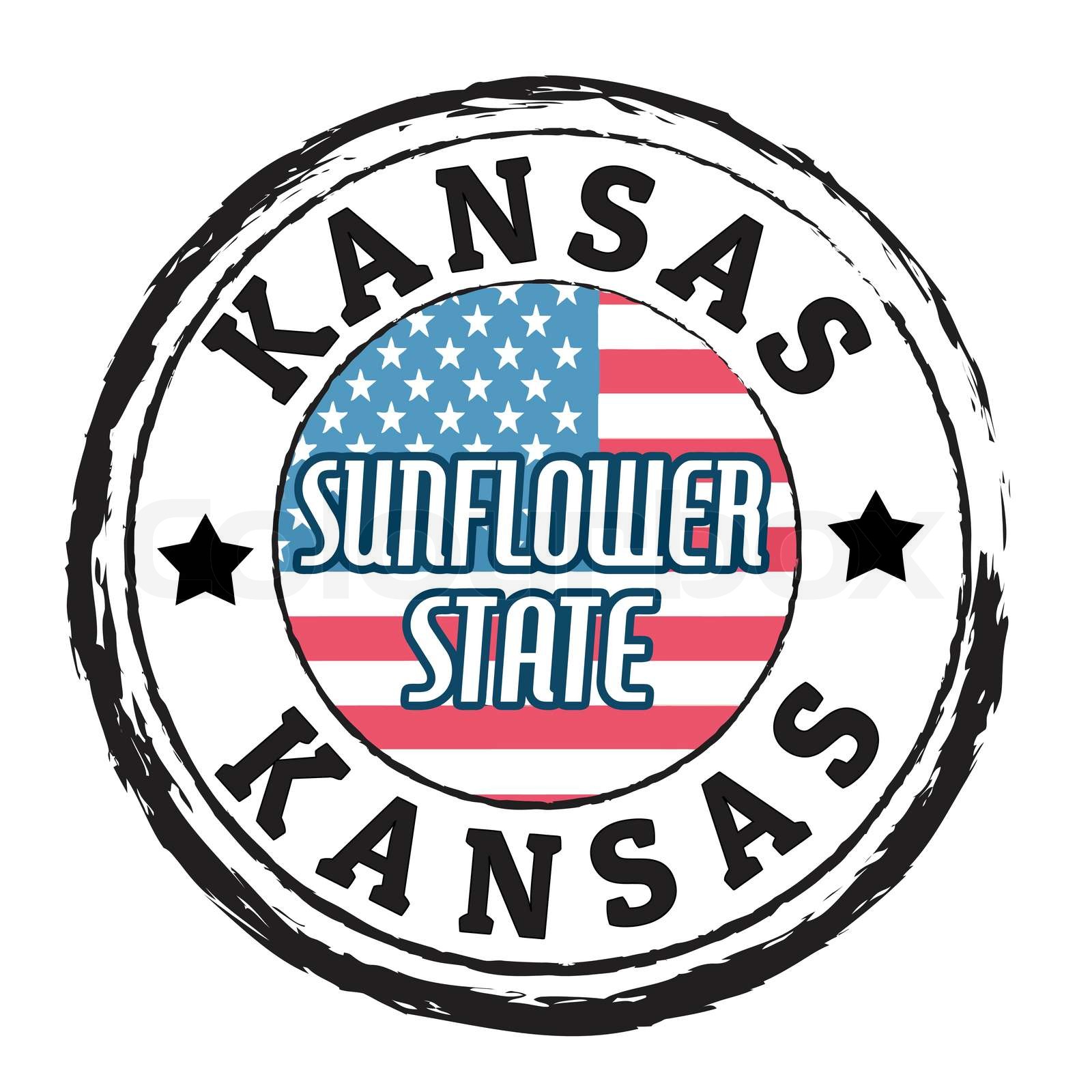 Kansas, Sunflower state stamp | Stock vector | Colourbox