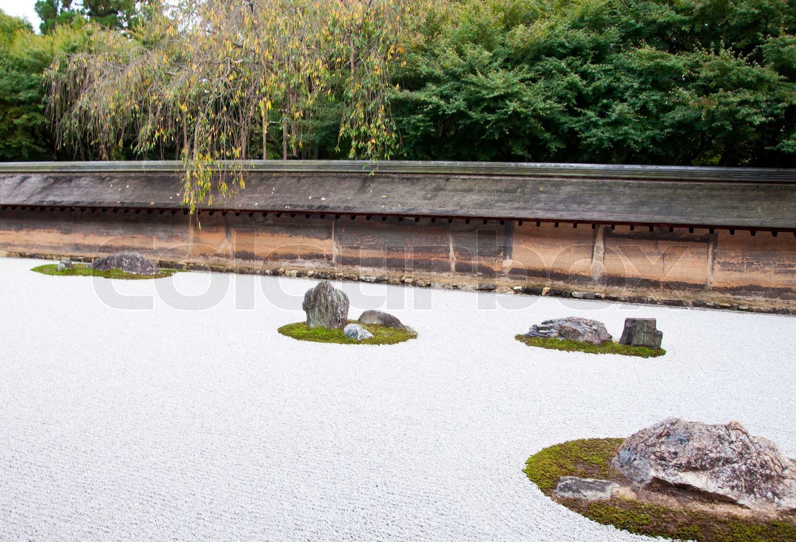 Famous zen garden of the Ryoan-ji temple in Kyoto | Stock image | Colourbox