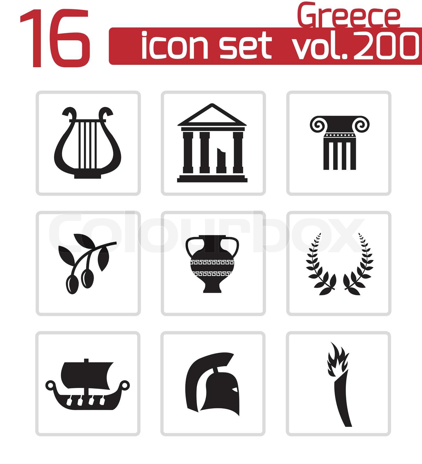 Vector black greece icons set | Stock vector | Colourbox