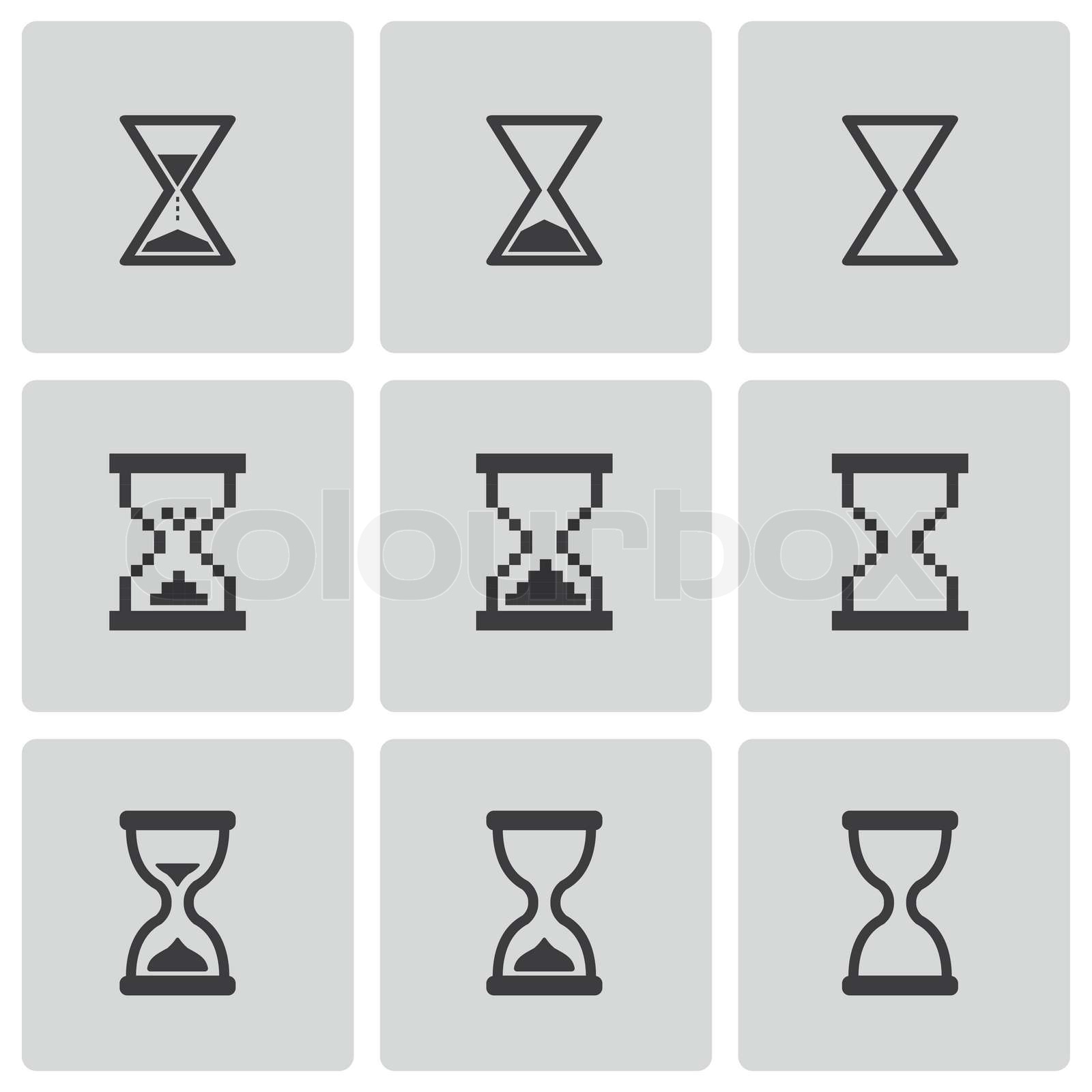 Vector sorte timeglas ikoner sæt | Stock vektor | Colourbox